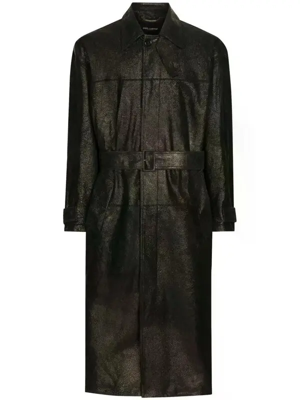Dolce & Gabbana Belted Leather Coat