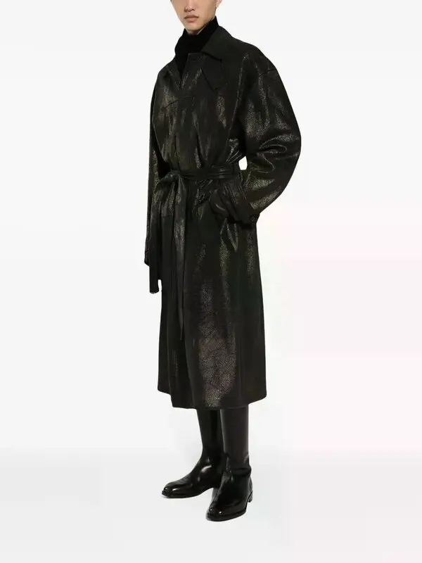 Dolce & Gabbana Belted Leather Coat