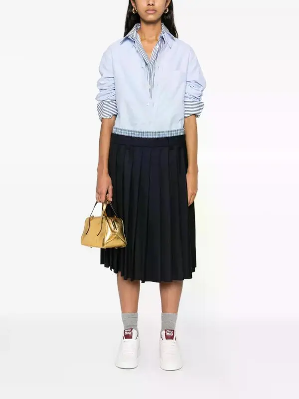 Miu Miu Pleated Batavia Midi Skirt