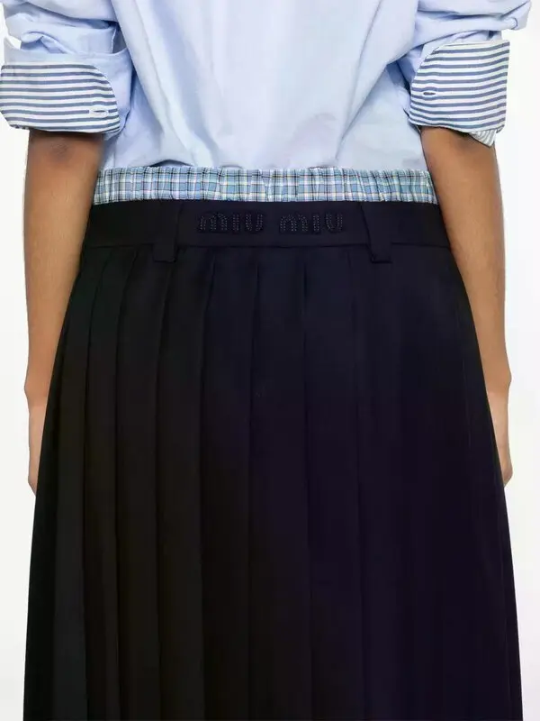 Miu Miu Pleated Batavia Midi Skirt