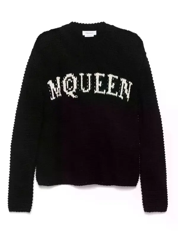 Alexander McQueen Logo-intarsia Sweater - Black