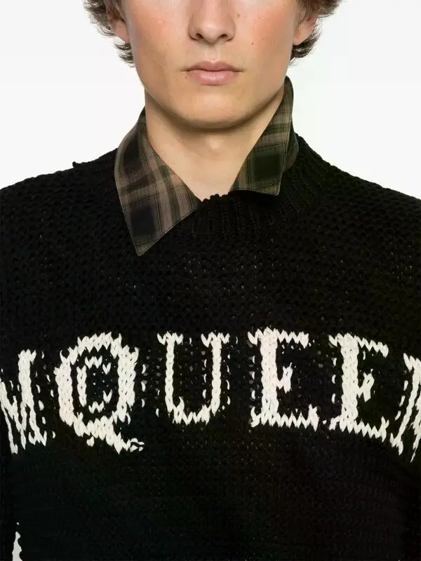 Alexander McQueen Logo-intarsia Sweater - Black