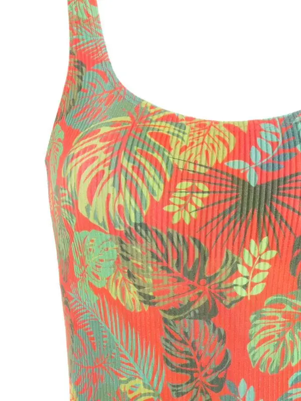 AMIR SLAMA Palm Leaf Print Swimsuit