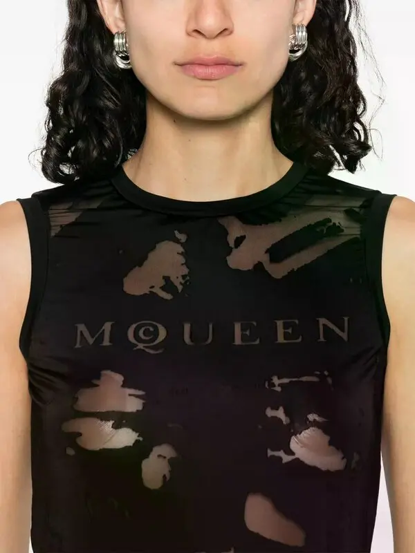 Alexander McQueen Logo Jacquard Sleeveless Crew Neck Top
