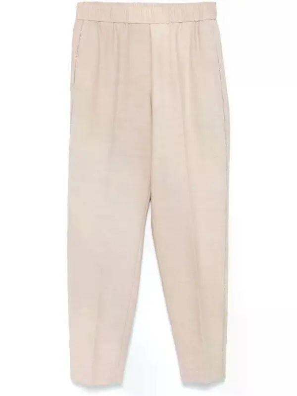 Peserico Tapered Virgin Wool Blend Trousers With Monili Chain Detail