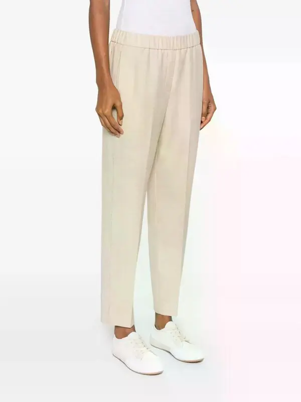 Peserico Tapered Virgin Wool Blend Trousers With Monili Chain Detail