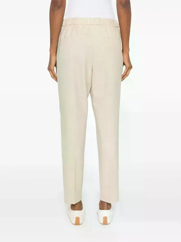 Peserico Tapered Virgin Wool Blend Trousers With Monili Chain Detail