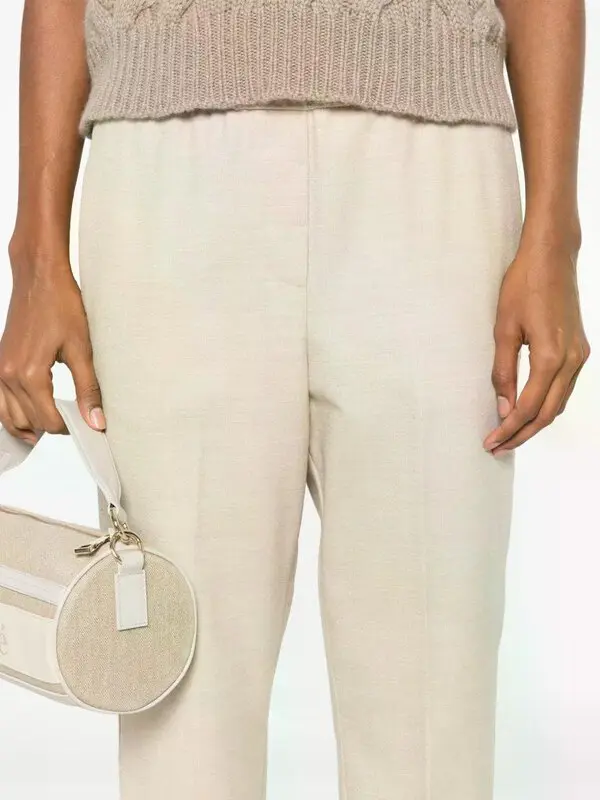 Peserico Tapered Virgin Wool Blend Trousers With Monili Chain Detail