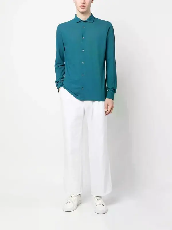 ZANONE Longsleeved Organic Cotton Shirt - Blue