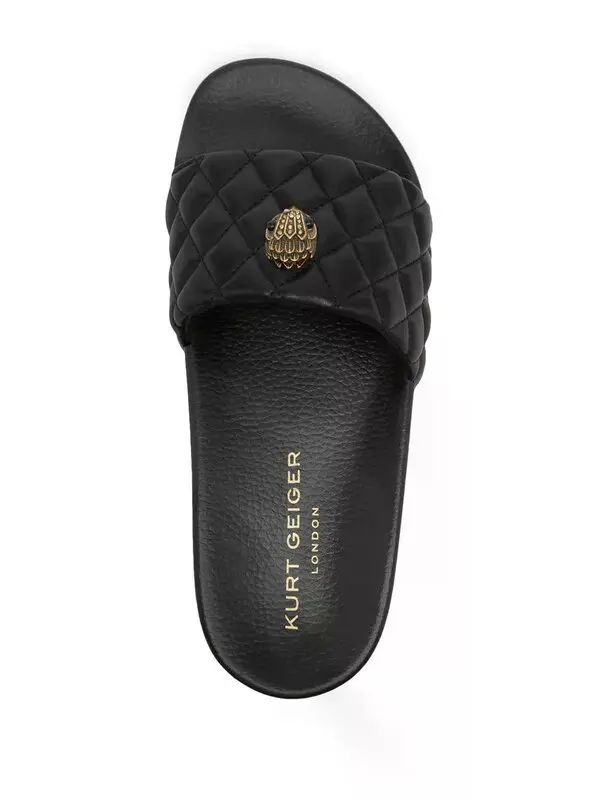 Kurt Geiger Meena Eagle Quilted Slides - Black