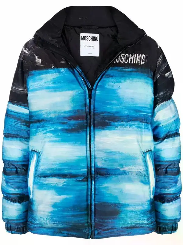 Moschino Faded-effect Logo Coat - Blue