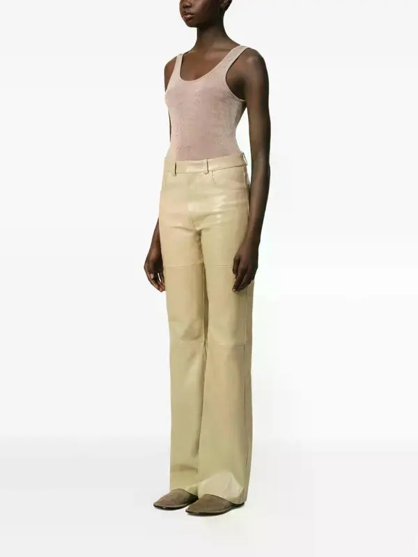 AMI Paris Straight-leg Leather Trousers