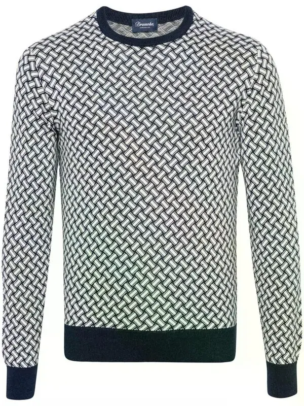 DRUMOHR Crew-neck Intarsia Knit Jumper - Blue