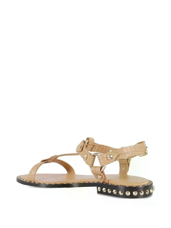 Ash Patsy Leather Flat Sandals - Brown