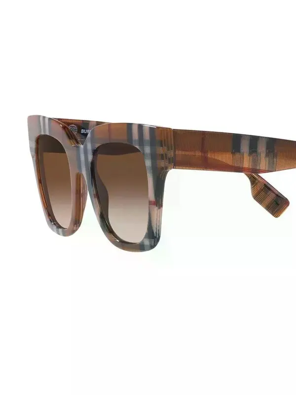 Burberry Check-pattern Square Frame Sunglasses