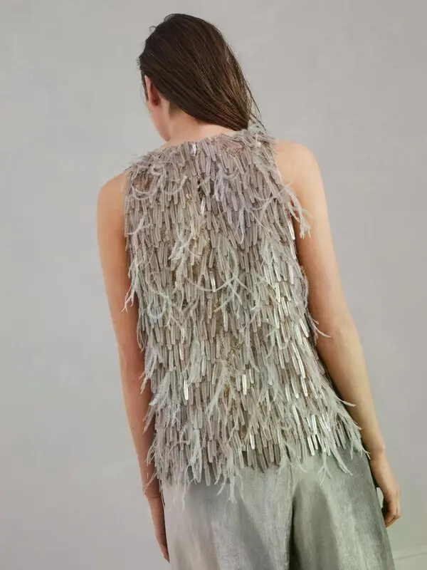 Brunello Cucinelli Embroidered Top - Neutrals