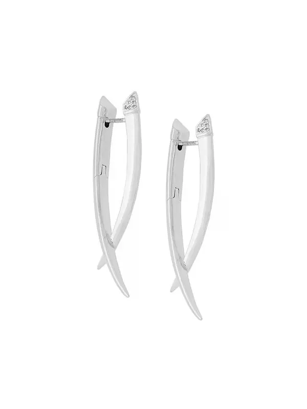 SHAUN LEANE Sabre Diamond Crossover Earrings - Silver