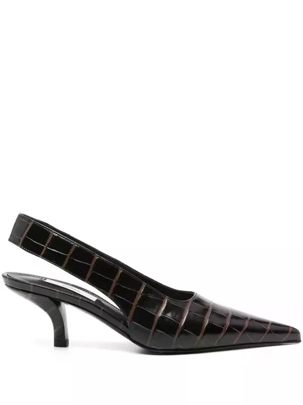 TOTEME Classic Croc-embossed Slingbacks - Brown