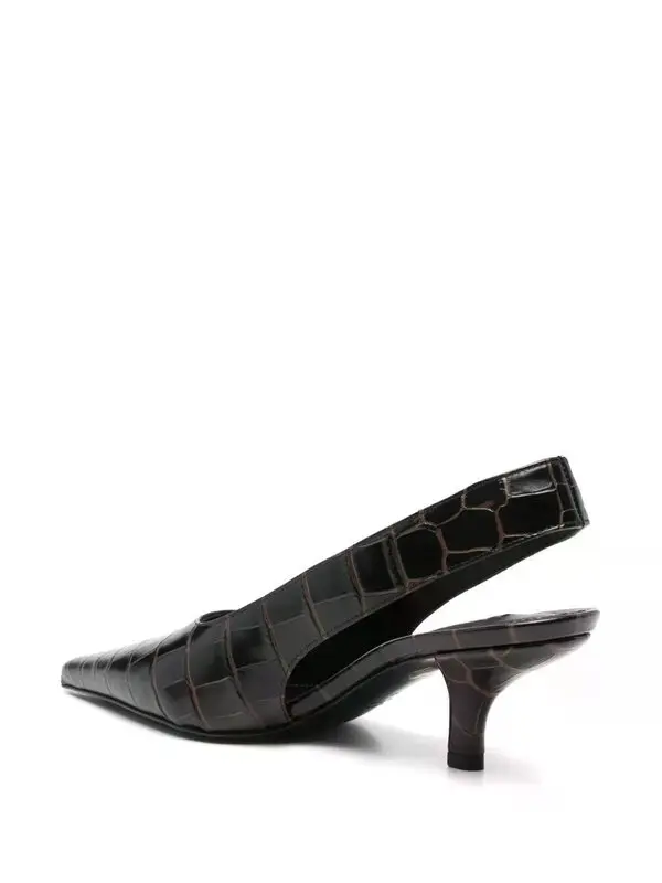 TOTEME Classic Croc-embossed Slingbacks - Brown