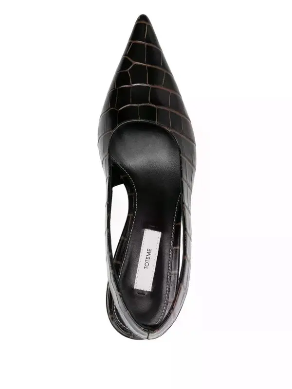 TOTEME Classic Croc-embossed Slingbacks - Brown