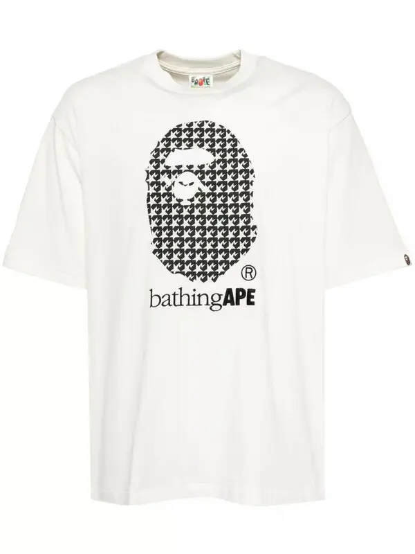 A BATHING APE Sta Houndstooth Tee - Neutrals