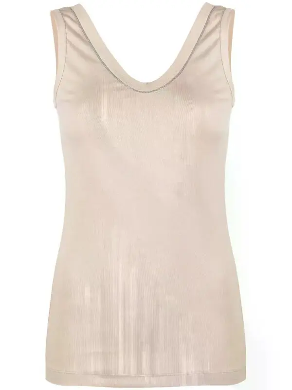 Brunello Cucinelli Monili Bead-embellished Ribbed-knit Tank Top