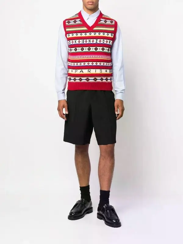 Kenzo Fair Isle Knit V-neck Vest