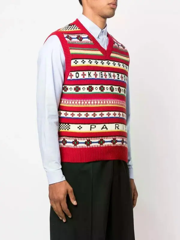 Kenzo Fair Isle Knit V-neck Vest