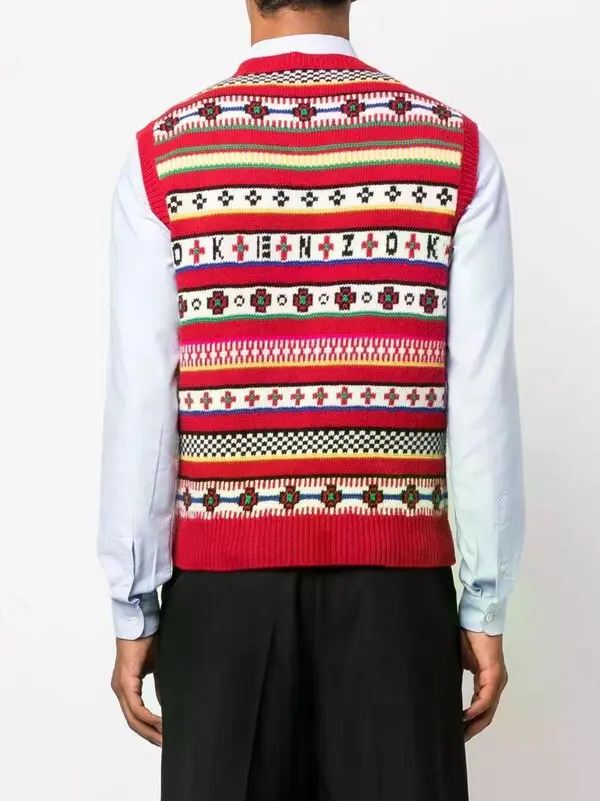 Kenzo Fair Isle Knit V-neck Vest
