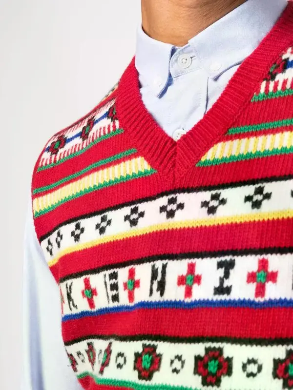 Kenzo Fair Isle Knit V-neck Vest