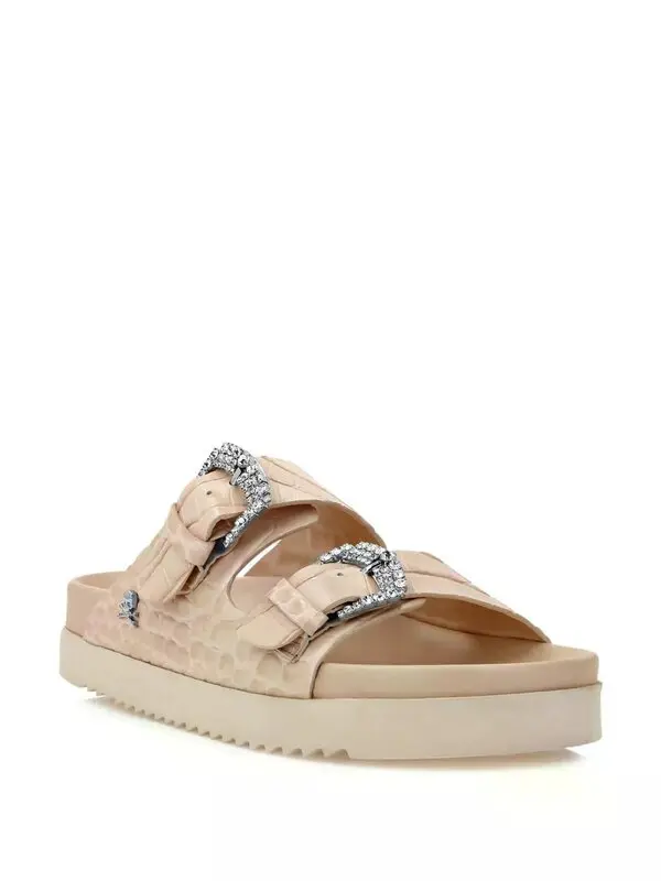 Philipp Plein Crocodile-effect Leather Embellished Sandals