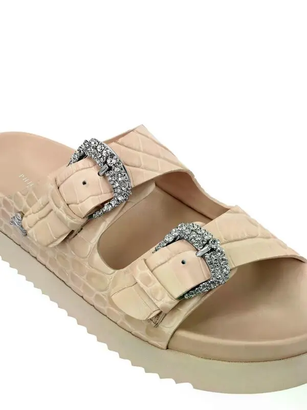 Philipp Plein Crocodile-effect Leather Embellished Sandals