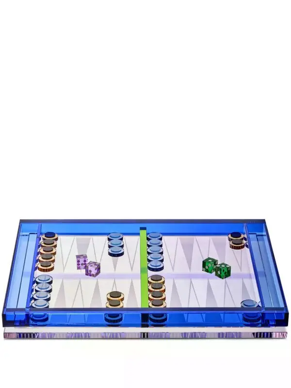 REFLECTIONS COPENHAGEN Crystal Backgammon Set - Blue