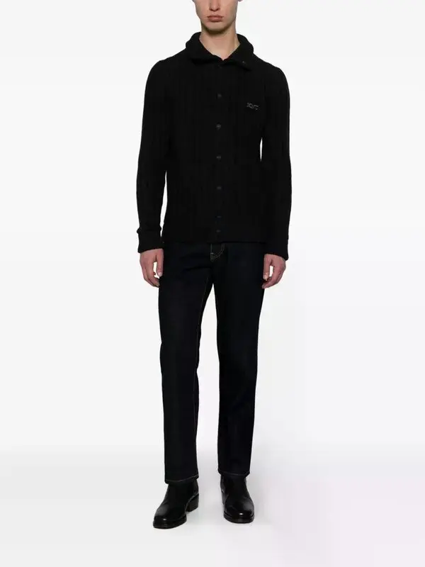 Kiton Logo-embroidered Wool Cardigan