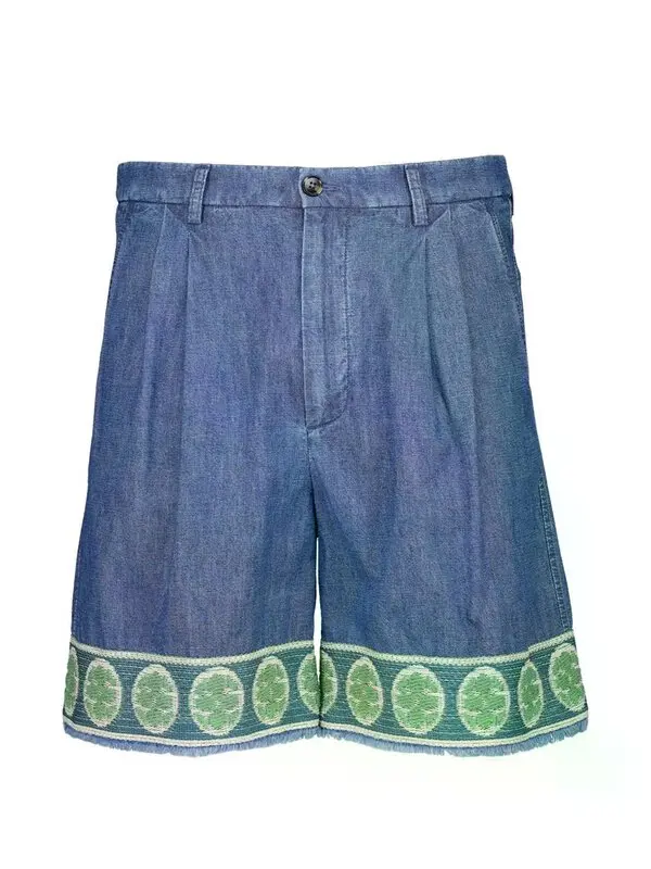 Valentino Garavani Jacquard-hem Denim Bermuda Shorts