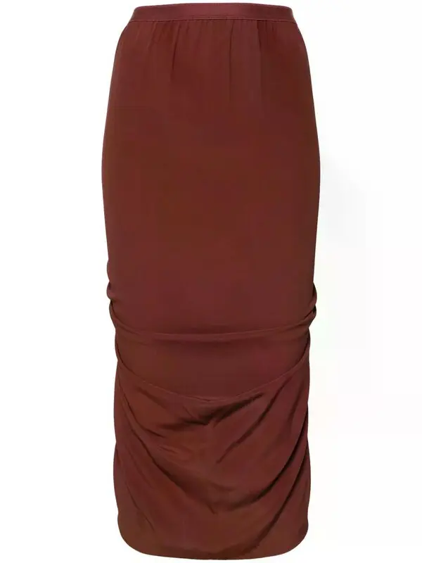 Rick Owens Draped Ruched Midi Skirt