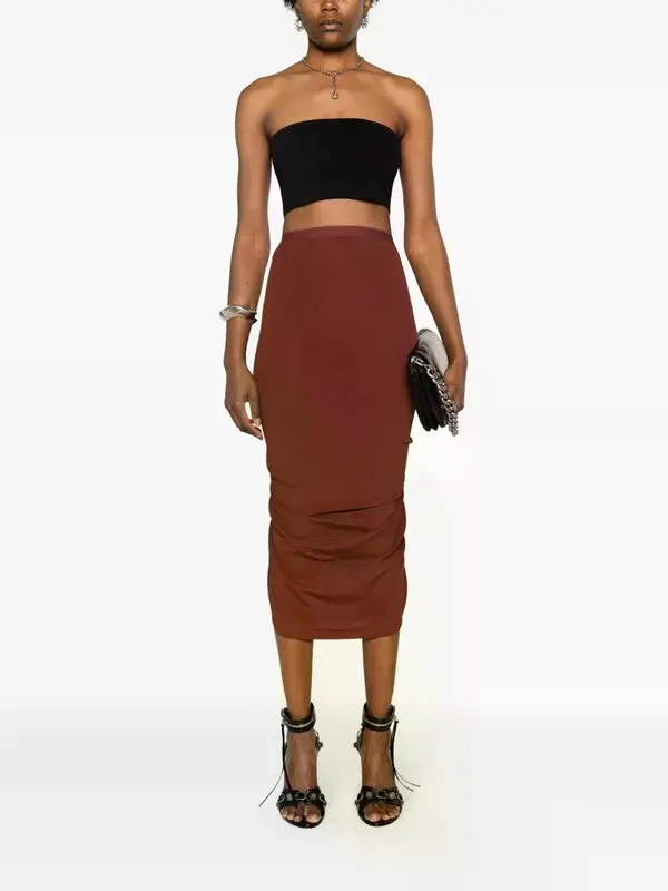Rick Owens Draped Ruched Midi Skirt