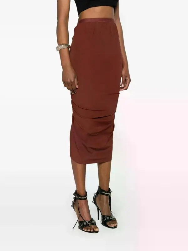 Rick Owens Draped Ruched Midi Skirt