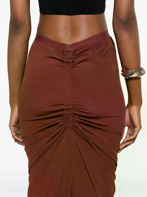 Rick Owens Draped Ruched Midi Skirt