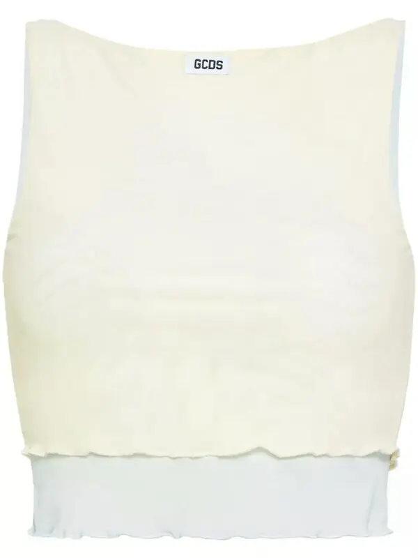 Gcds Logo-patch Layered Mesh Top - Yellow