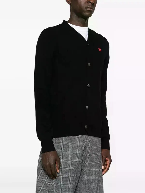 Play Comme Des Garcon Heart-patch Wool Cardigan