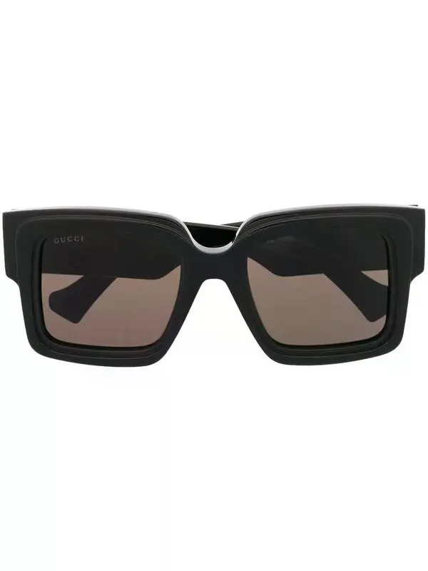 Gucci Logo-plaque Square-frame Sunglasses - Black