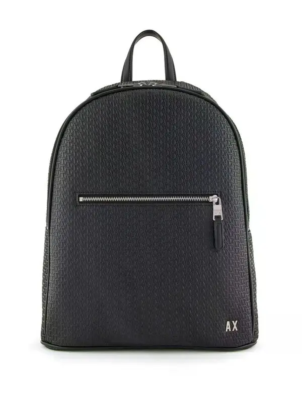 Armani Exchange All-over Embossed Logo Backpack - Black