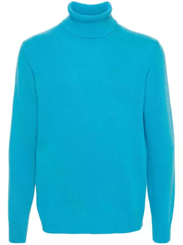 NUUR Roll-neck Merino Wool-cashmere Blend Sweater - Blue