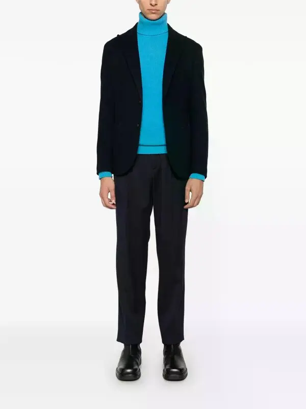 NUUR Roll-neck Merino Wool-cashmere Blend Sweater - Blue
