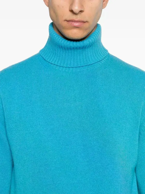 NUUR Roll-neck Merino Wool-cashmere Blend Sweater - Blue