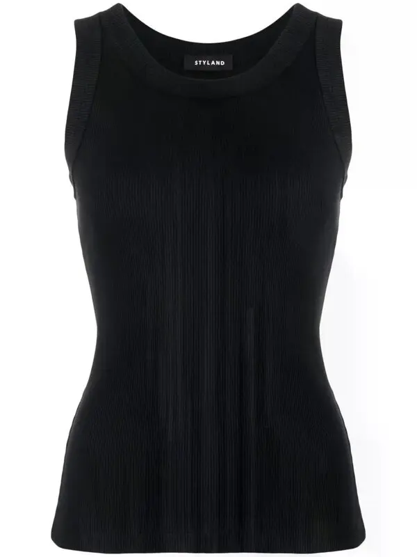 STYLAND Ribbed Knit Tank Top - Black