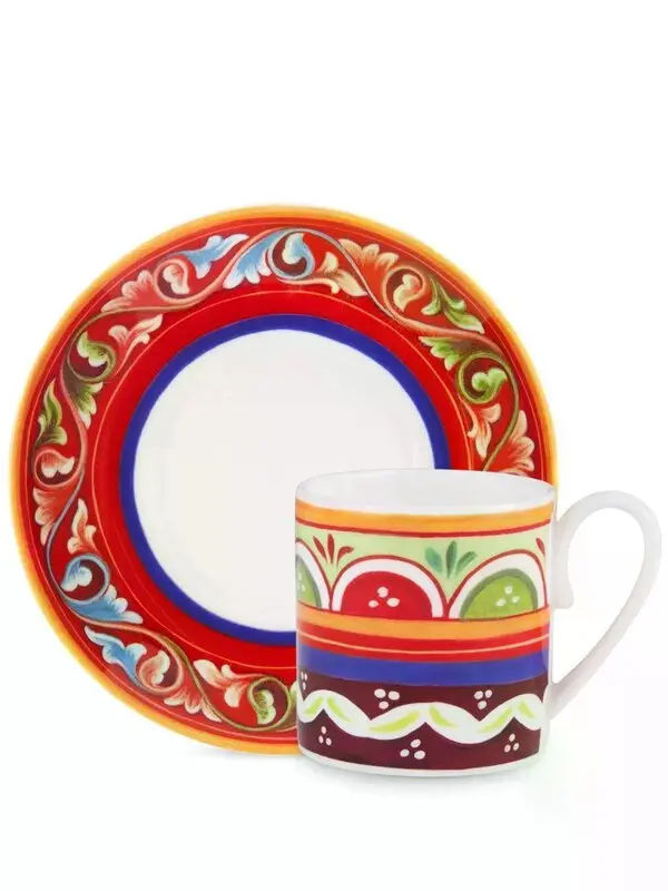 Dolce & Gabbana Geometric-pattern Porcelain Espresso-set - Red