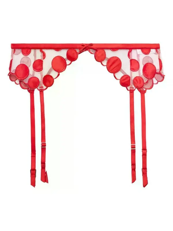 FLEUR DU MAL Polka-dot Garter - Red