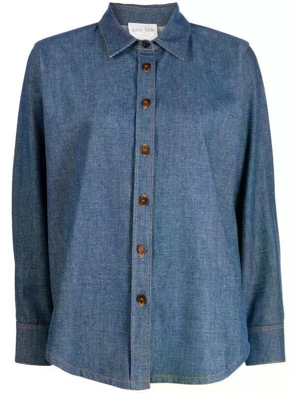 FORTE_FORTE Spread Collar Chambray Shirt